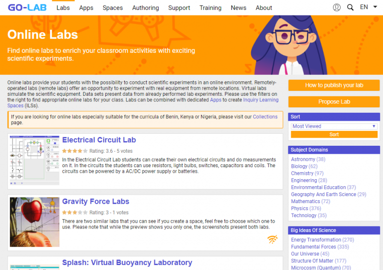 Laboratoare virtuale și spații de lucru gratuite. Go-Lab – EDICT